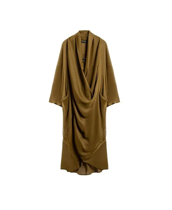 NOCTURNE Draped V-neck Midi Dress