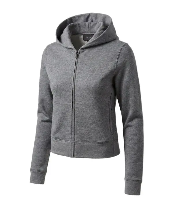 Gucci Cotton Silk Jersey Sweatshirt With Zip - Grey