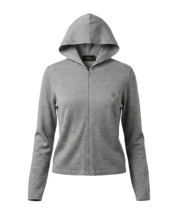Gucci Wool Silk Blend Hooded Zip-up Cardigan