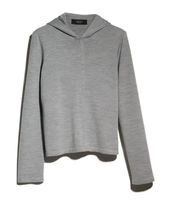 Gucci Wool Silk Blend Hooded Zip-up Cardigan