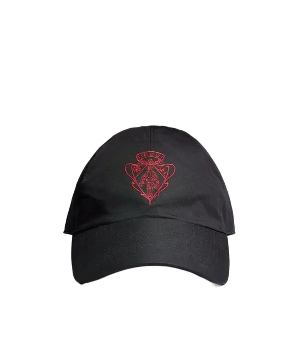 Gucci Cotton Baseball Hat With Crest Embroidery - Black