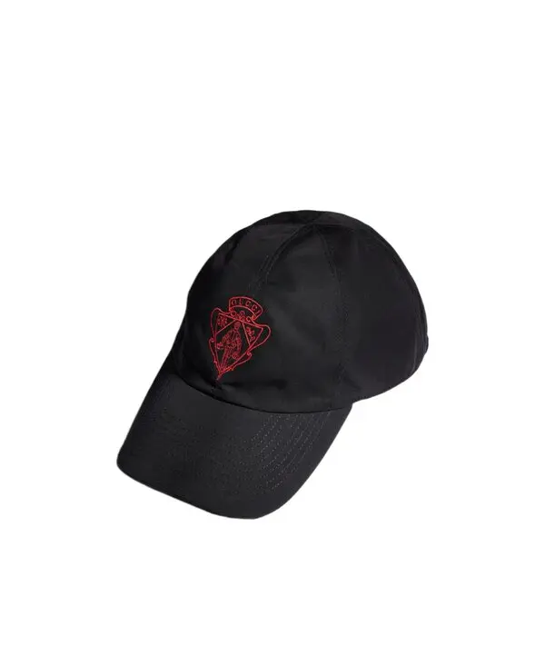 Gucci Cotton Baseball Hat With Crest Embroidery