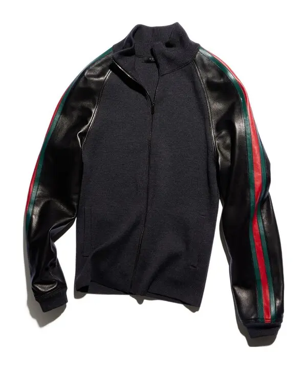 Gucci Fine Rib Wool Zip Jacket With Web