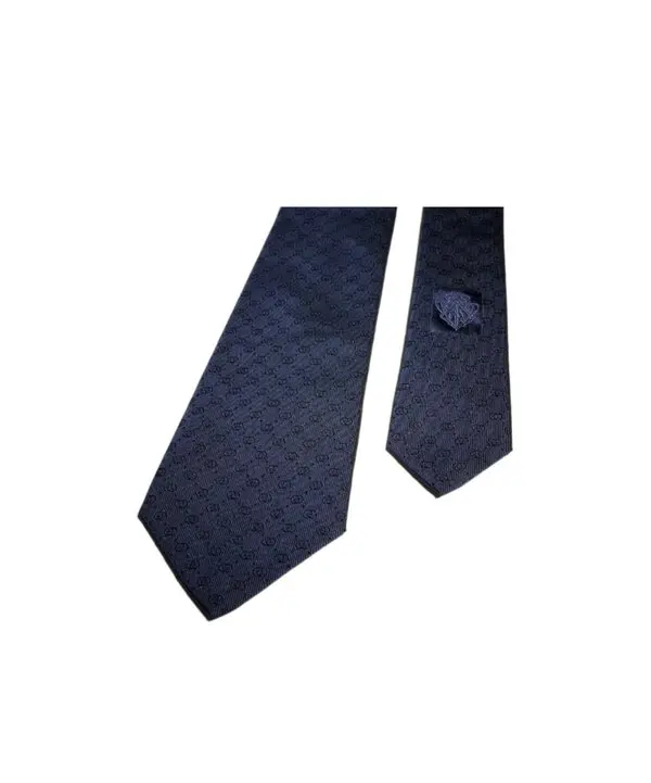 Gucci Interlocking G Silk Jacquard Neck Tie - Navy Blue