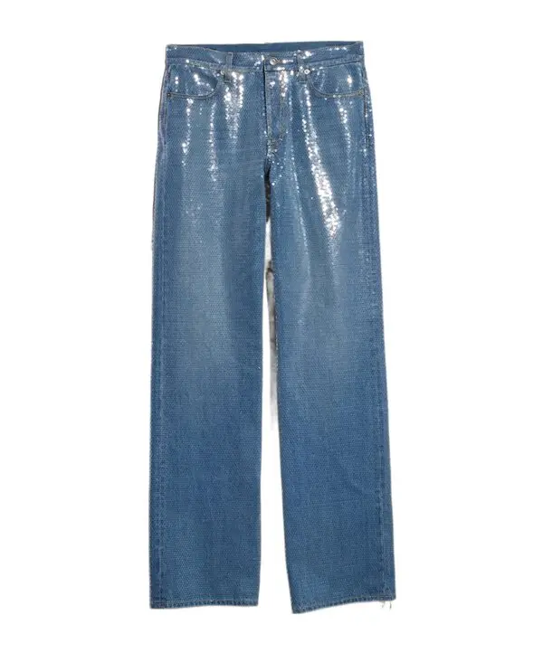 Gucci Sequined Denim Pants - Light Blue