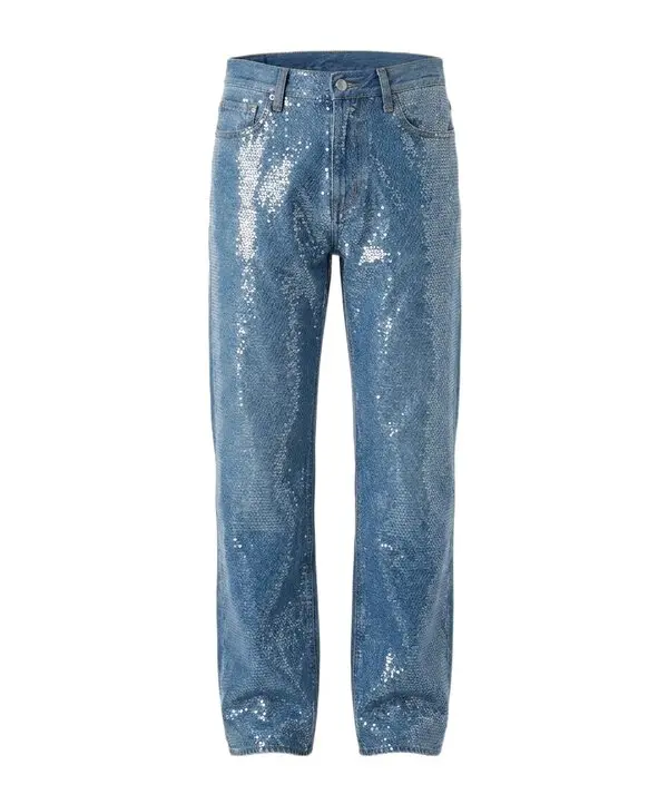 Gucci Sequined Denim Pants - Light Blue