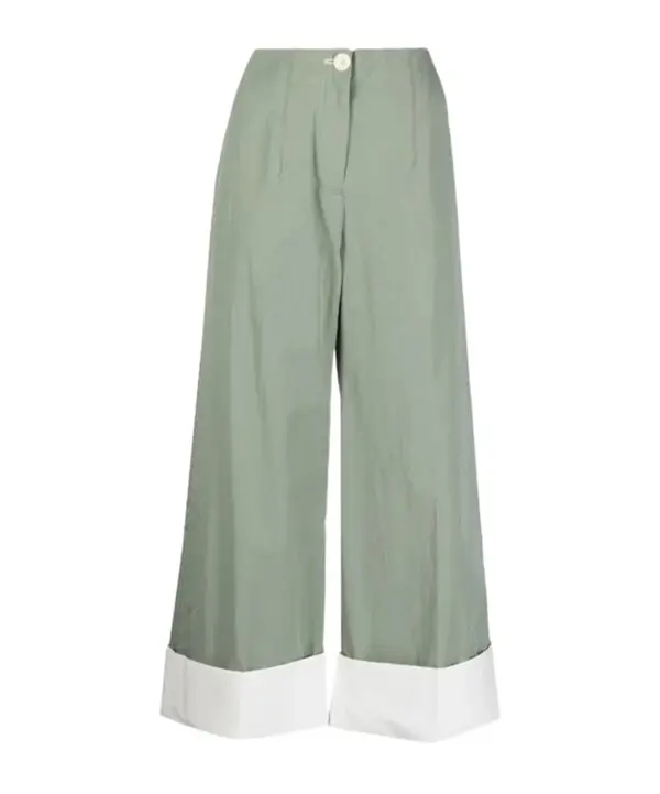 LOW CLASSIC Wide-leg Turn-up Trousers - Gray