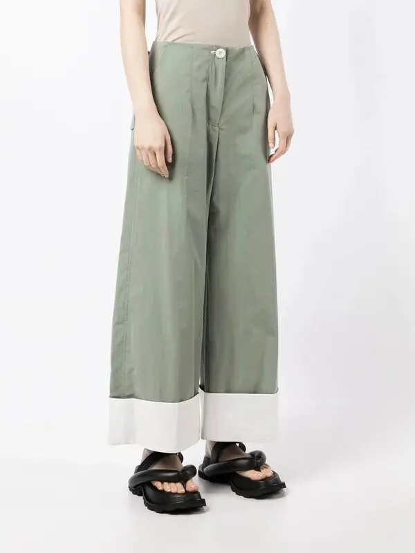 LOW CLASSIC Wide-leg Trousers With Turn-up Cuffs