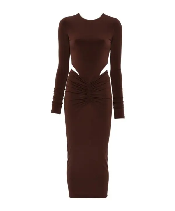 Andamane Round-neck Dress - Dark Brown