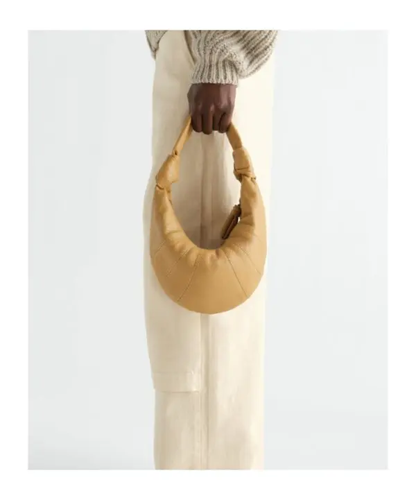 LEMAIRE Mini Fortune Croissant Bag In Goat Leather - Walnut