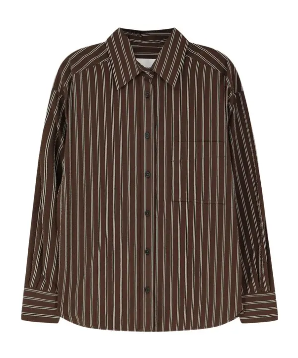Closed Striped Cotton Shirt - Brown