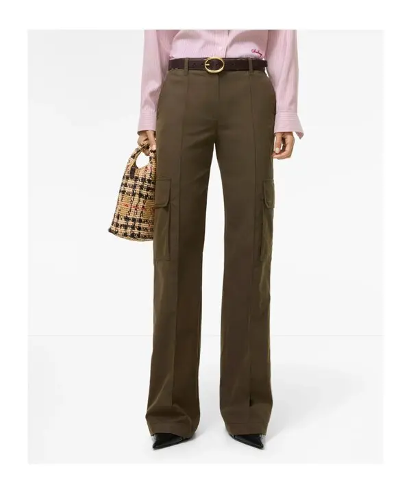 Burberry Gabardine Cargo Pants With Equestrian Knight Design Rivet