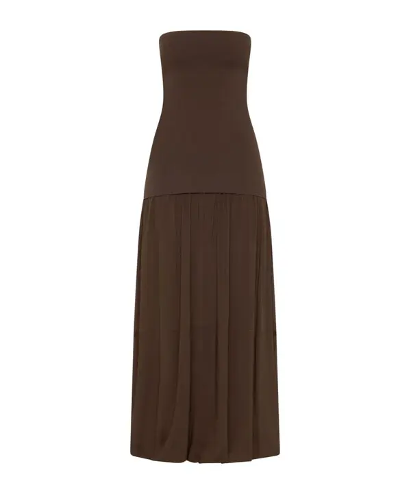 ST. AGNI Strapless Balloon Hem Dress - Cedar
