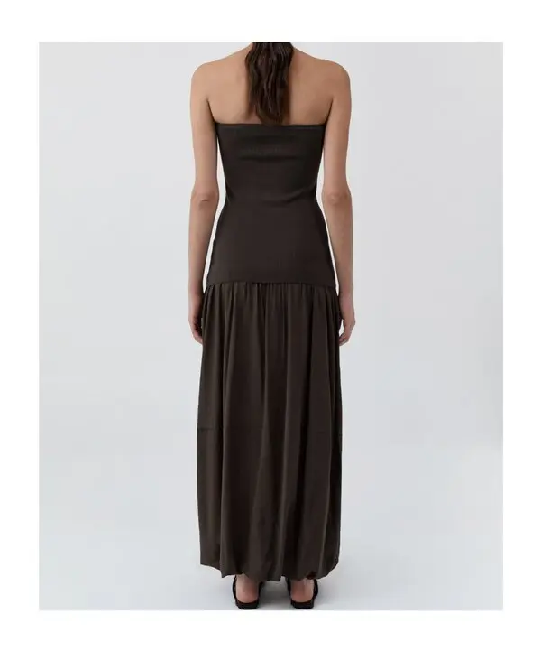 ST. AGNI Strapless Lantern Hem Maxi Dress
