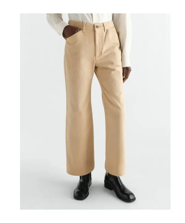 LEMAIRE Flared Five-pocket Pants In Garment-dyed Broken Twill - Straw
