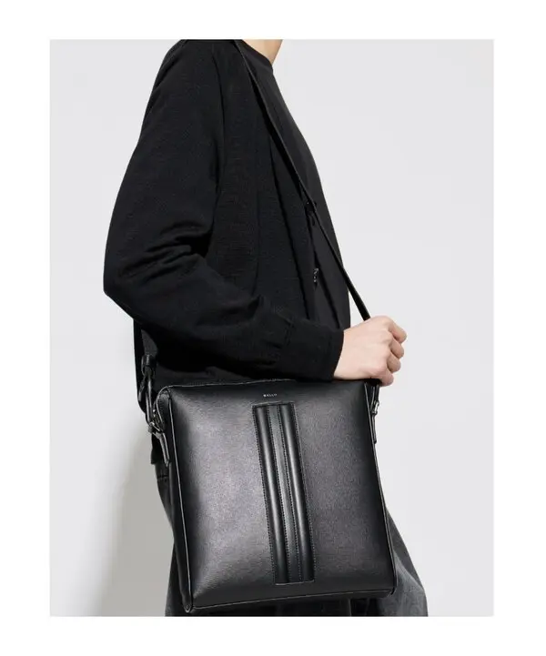 Bally Mythos Logo Lettering Striped Messenger Bag