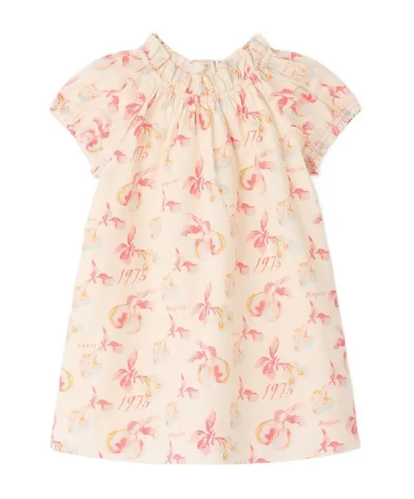 Bonpoint Organic Cotton Cherry Print Dress - Off-white Cherry Print