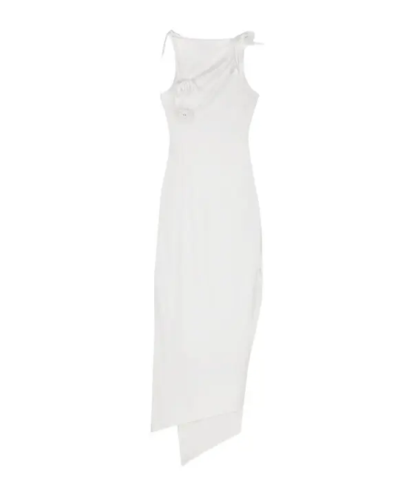 Coperni Flower-detailed Sleeveless Midi Dress - White