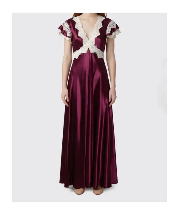 Alberta Ferretti Maxi Dress With Lace Trim