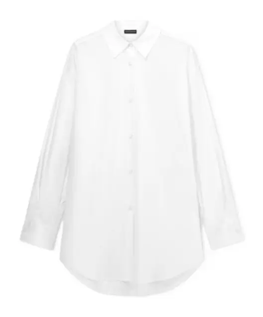 Emporio Armani Cotton Poplin Shirt With A Pointed Collar And Long Sleeves - White