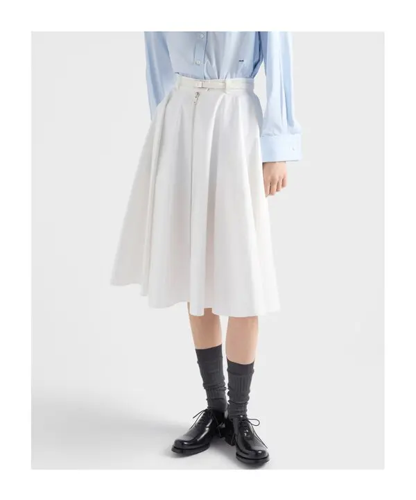 Prada Chino Midi Skirt With Zipper Detail