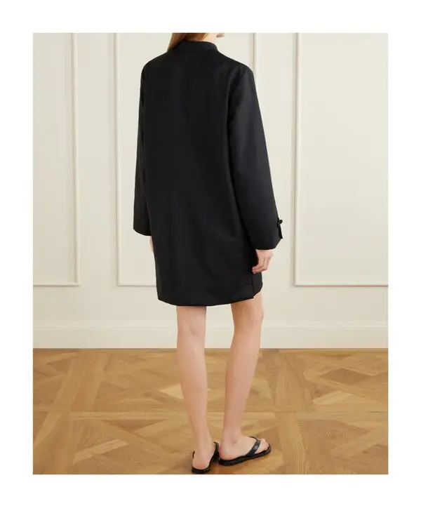 RÓHE Mandarin Collar Long Sleeve Dress With Chinese Knot Buttons