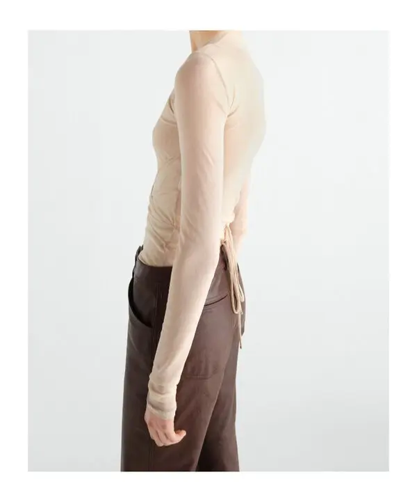 LEMAIRE Ballerina Wrap Top In Mesh Jersey - Powder