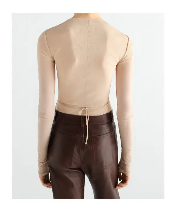 LEMAIRE Ballerina Wrap Top In Mesh Jersey - Powder