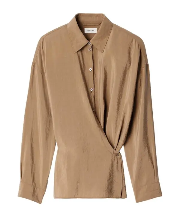 LEMAIRE Long-sleeved Draped Shirt - Toffee