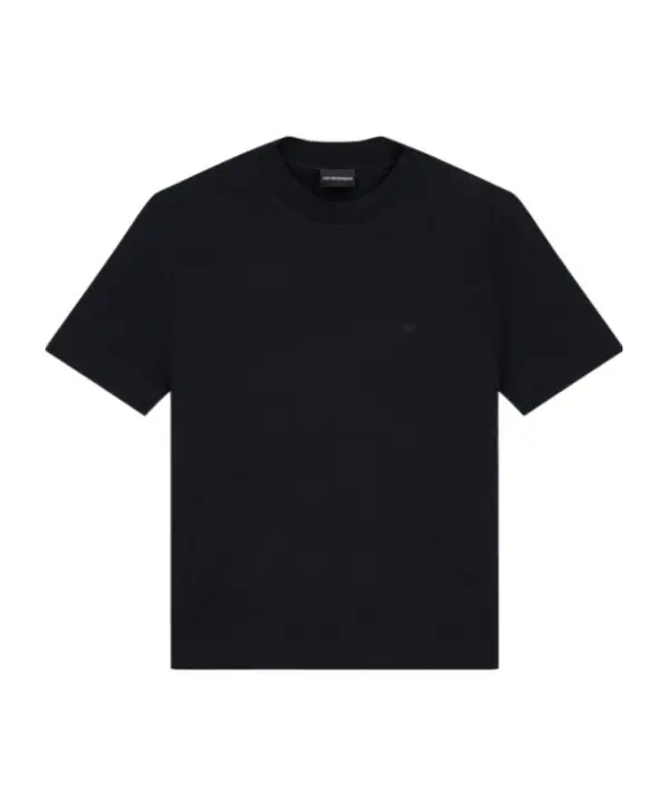 Emporio Armani Jersey T-shirt With Micro Eagle Embroidery - Black