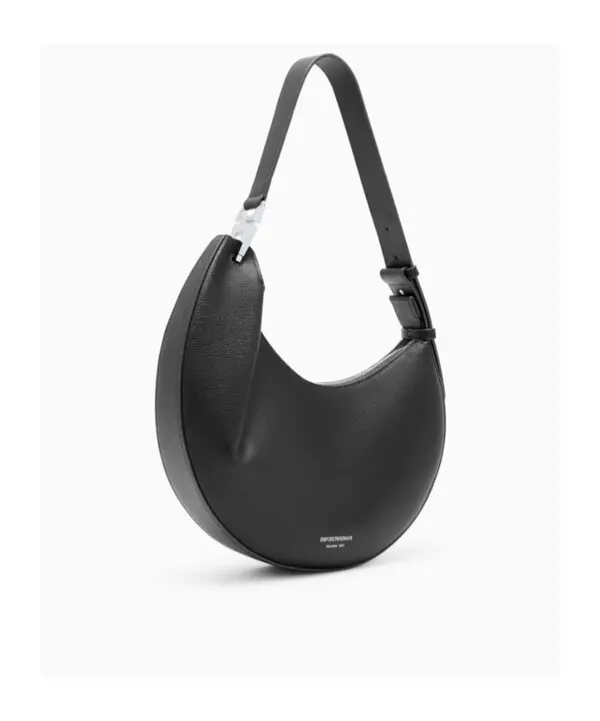 Emporio Armani Adjustable Zippered Hobo Shoulder Bag - Black