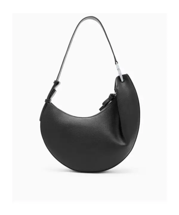 Emporio Armani Adjustable Zippered Hobo Shoulder Bag - Black