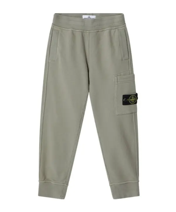 Stone Island Moss Cotton Jogging Trousers With Compass Patch - Mud