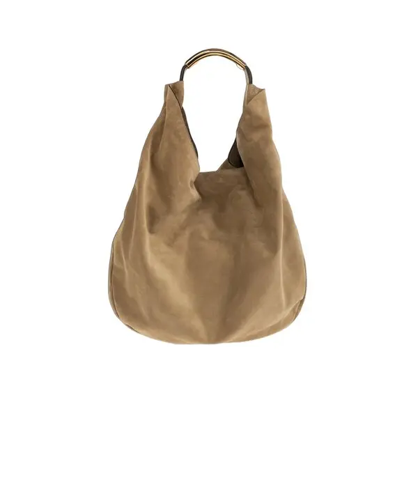 Moschino Suede Tote And Shoulder Bag - Beige