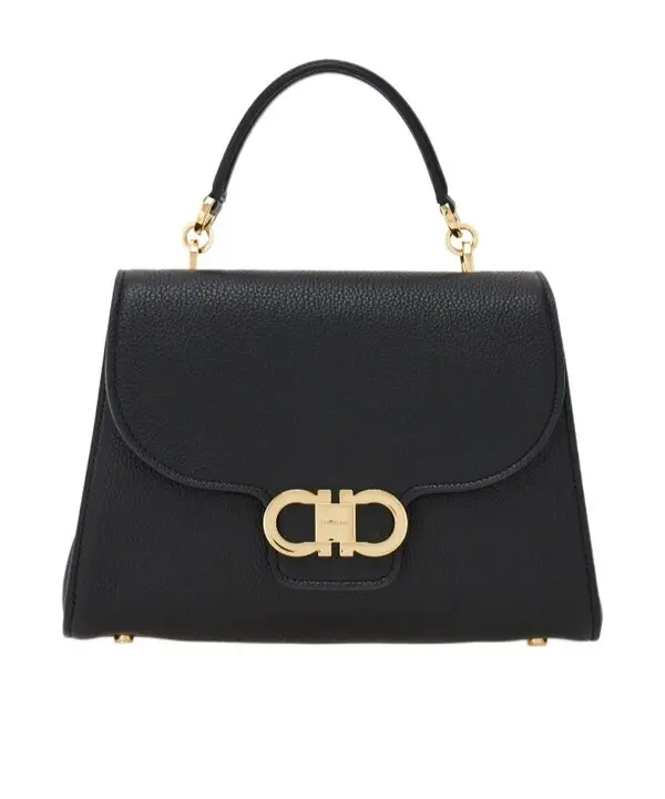 FERRAGAMO Double Gancini Top Handle - Black