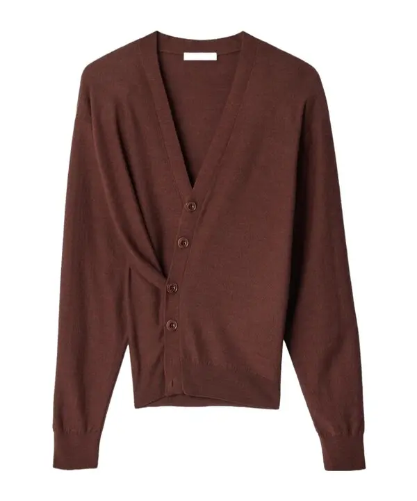 LEMAIRE Long Sleeved Cardigan - Acajou