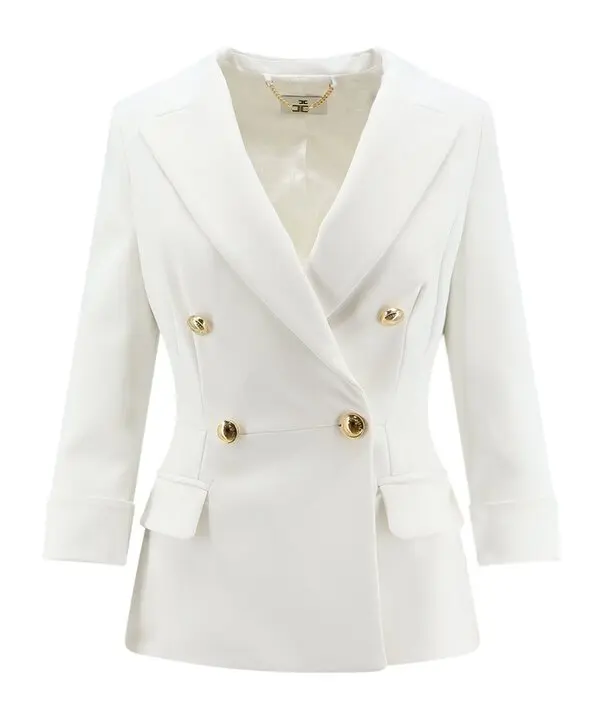 Elisabetta Franchi Jacket In Double Layer Stretch Crêpe Fabric - White