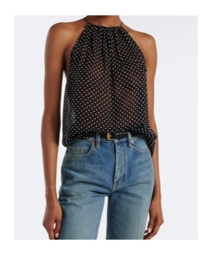 NILI LOTAN Nikki Halterneck Polka-dot Silk Top - Black