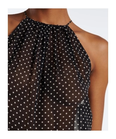 NILI LOTAN Nikki Halterneck Polka-dot Silk Top - Black