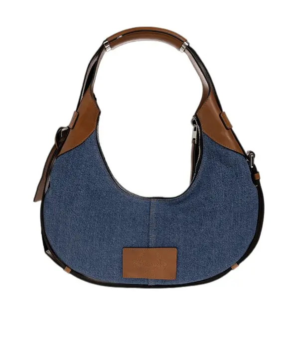 Moschino Denim Leather-trim Shoulder Bag - Blue