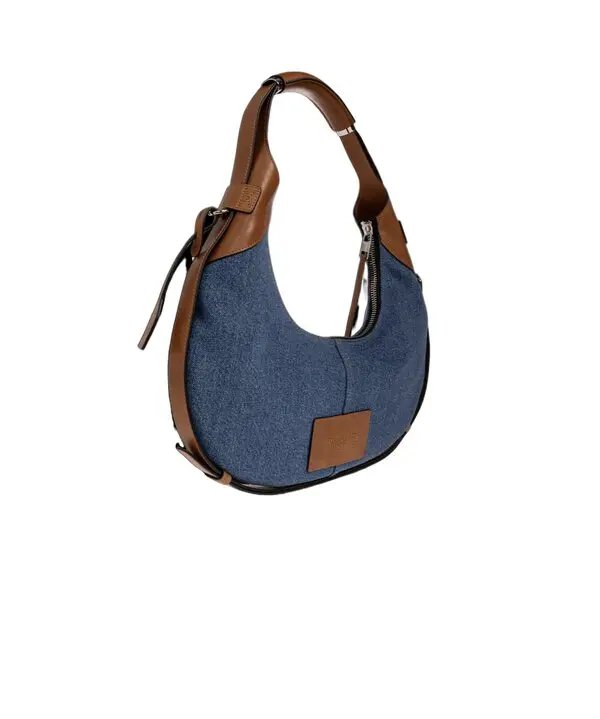 Moschino Denim And Leather Shoulder Bag