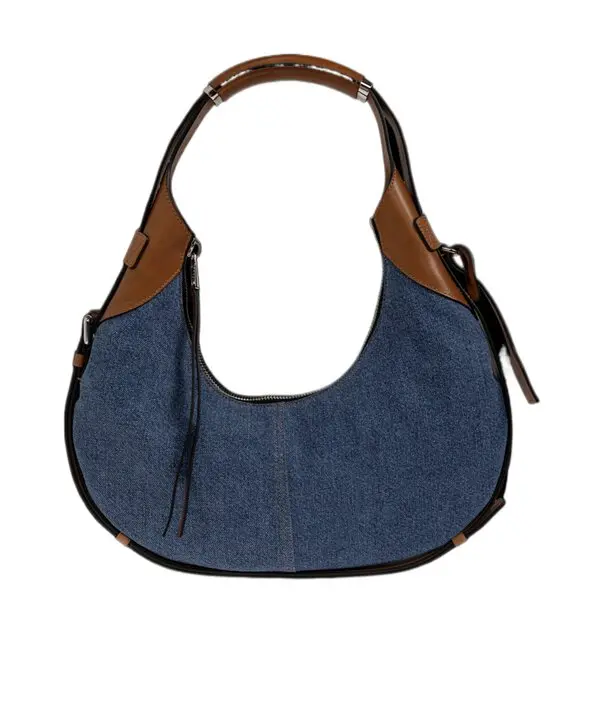 Moschino Denim And Leather Shoulder Bag