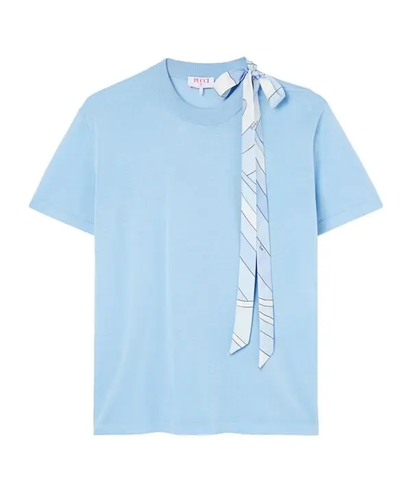 Emilio Pucci Lace-up Detail T-shirt - Light Blue