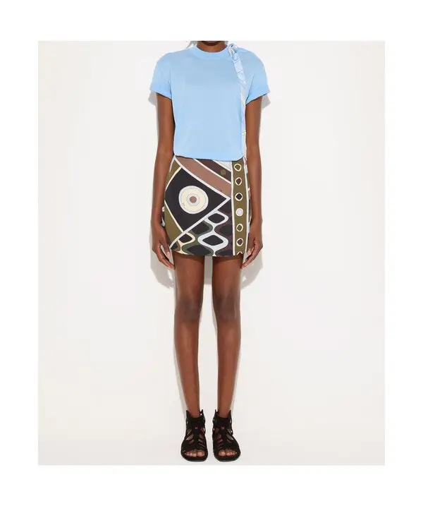 Emilio Pucci Round Neck Short Sleeve T-shirt With Scarf Detail