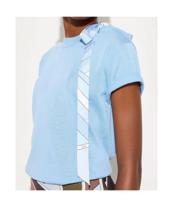 Emilio Pucci Round Neck Short Sleeve T-shirt With Scarf Detail