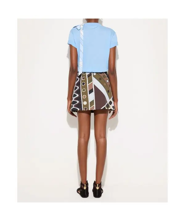 Emilio Pucci Round Neck Short Sleeve T-shirt With Scarf Detail