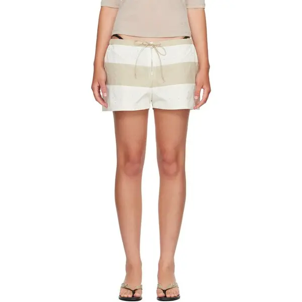 Paloma Wool Zurriola Rhinestone-embellished Striped Shorts