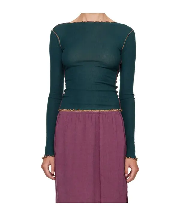 BASERANGE Long-sleeved T-shirt With Boat Neckline - Green