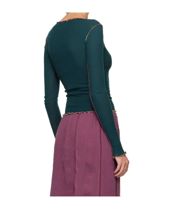 BASERANGE Long-sleeved T-shirt With Boat Neckline - Green