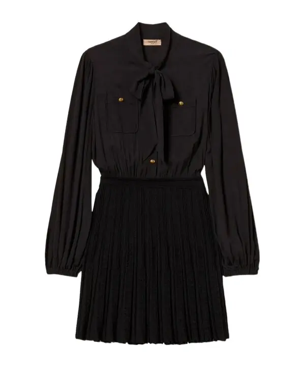 TWINSET Short Dress With Knitted Skirt - Black